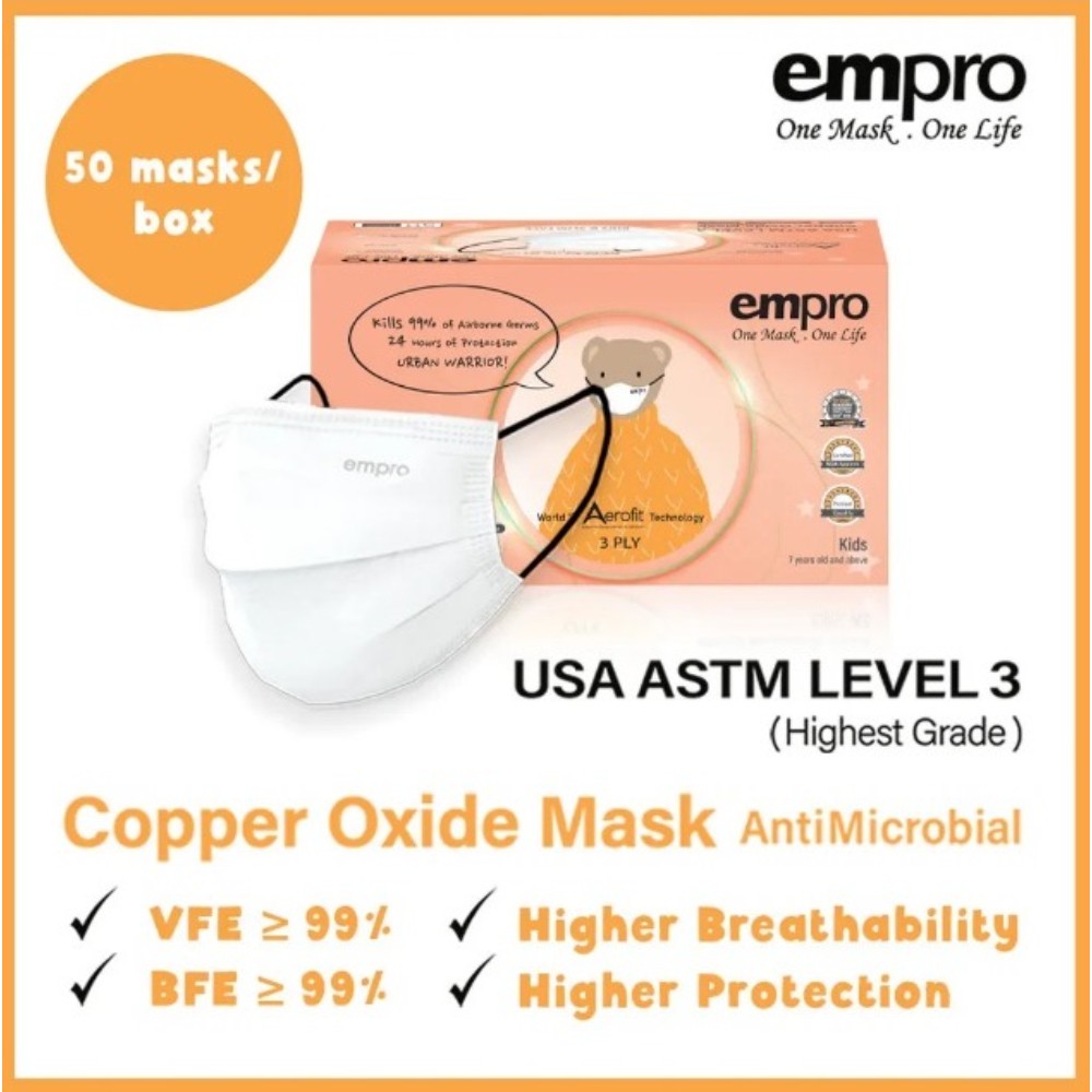 EMPRO COPPER OXIDE MASK KID/SLIM FACE (50pc) WHITE