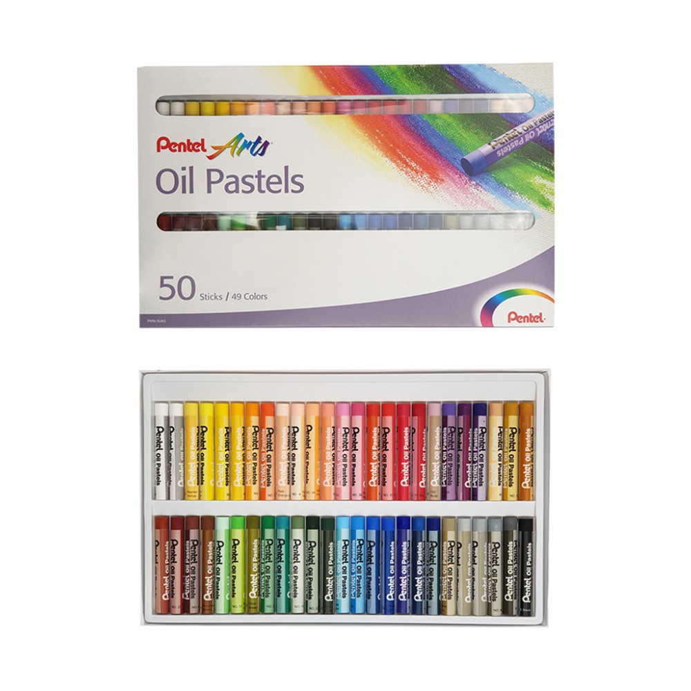 PENTEL ARTS OIL PASTELS - 50 COLOURS