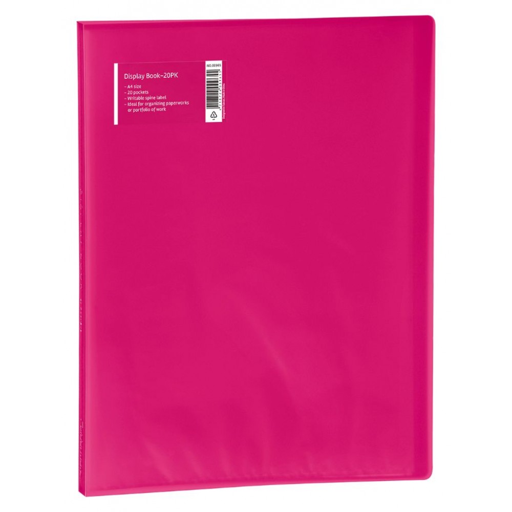 FOLDERMATE BASIC SERIES DISPLAY BOOK A4 20 POCKETS DEEP PINK