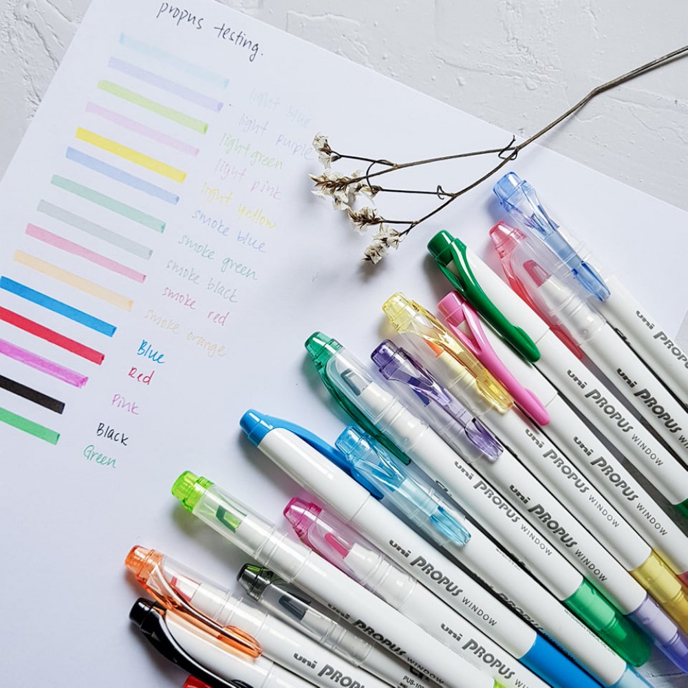 UNI PROPUS PUS-103T WINDOW HIGHLIGHTER DUAL TIP SMOKE GREEN