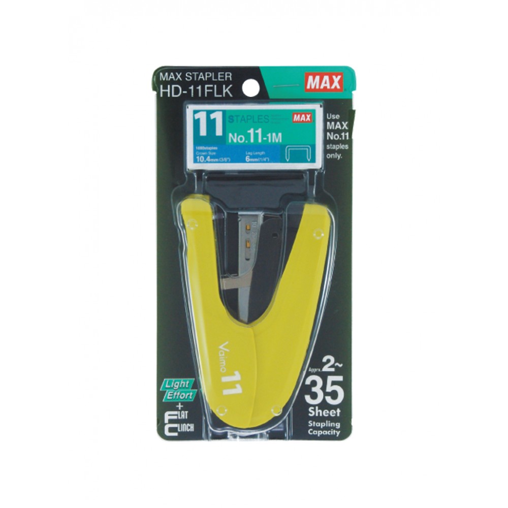 MAX FLAT-CLINCH STAPLER HD-11FLK YELLOW