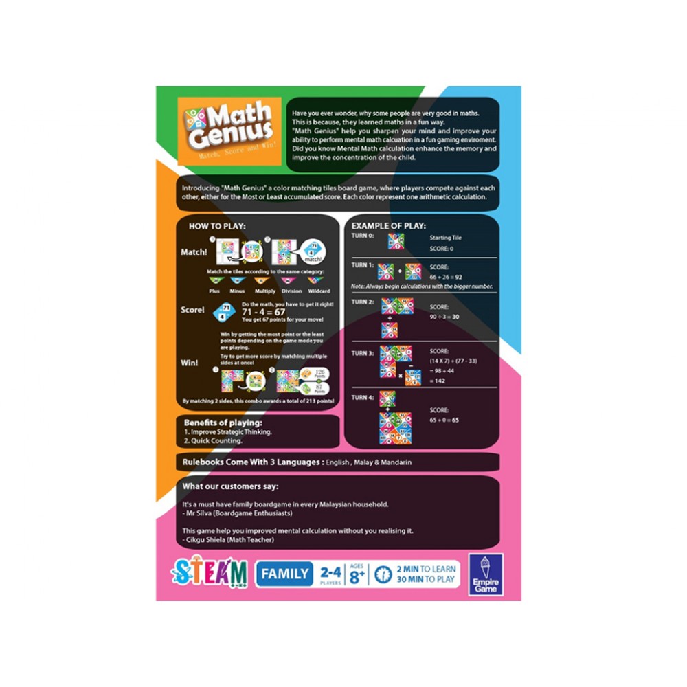 MATH GENIUS BOARD GAME
