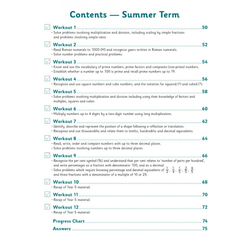 Year 5 KS2 Maths 10-Minute Weekly Workouts -Ages 9 - 10