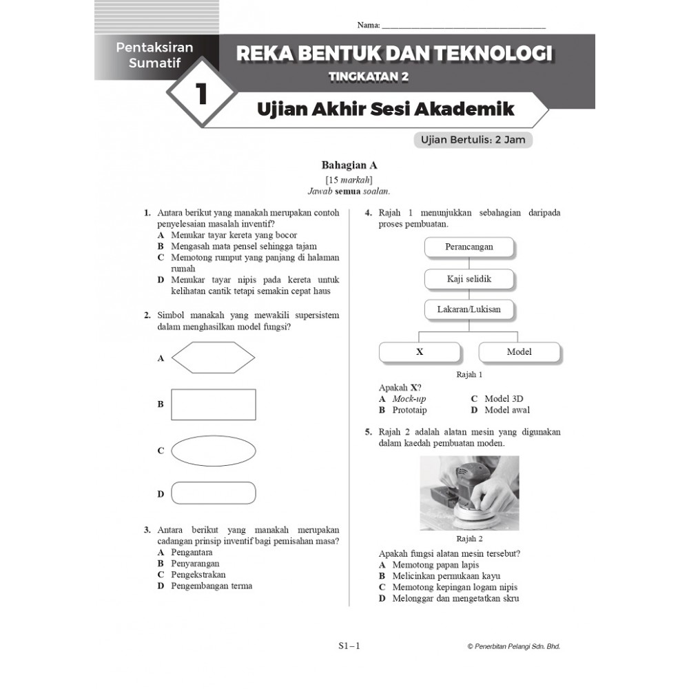 Tingkatan 2 Pentaksiran Sumatif PBD Reka Bentuk dan Teknologi