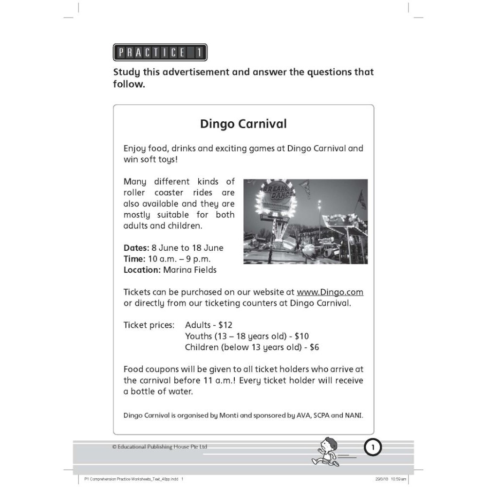 P1 Comprehension Practice Worksheets