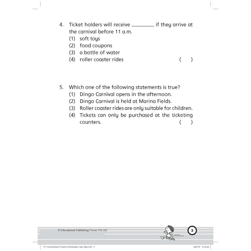 P1 Comprehension Practice Worksheets