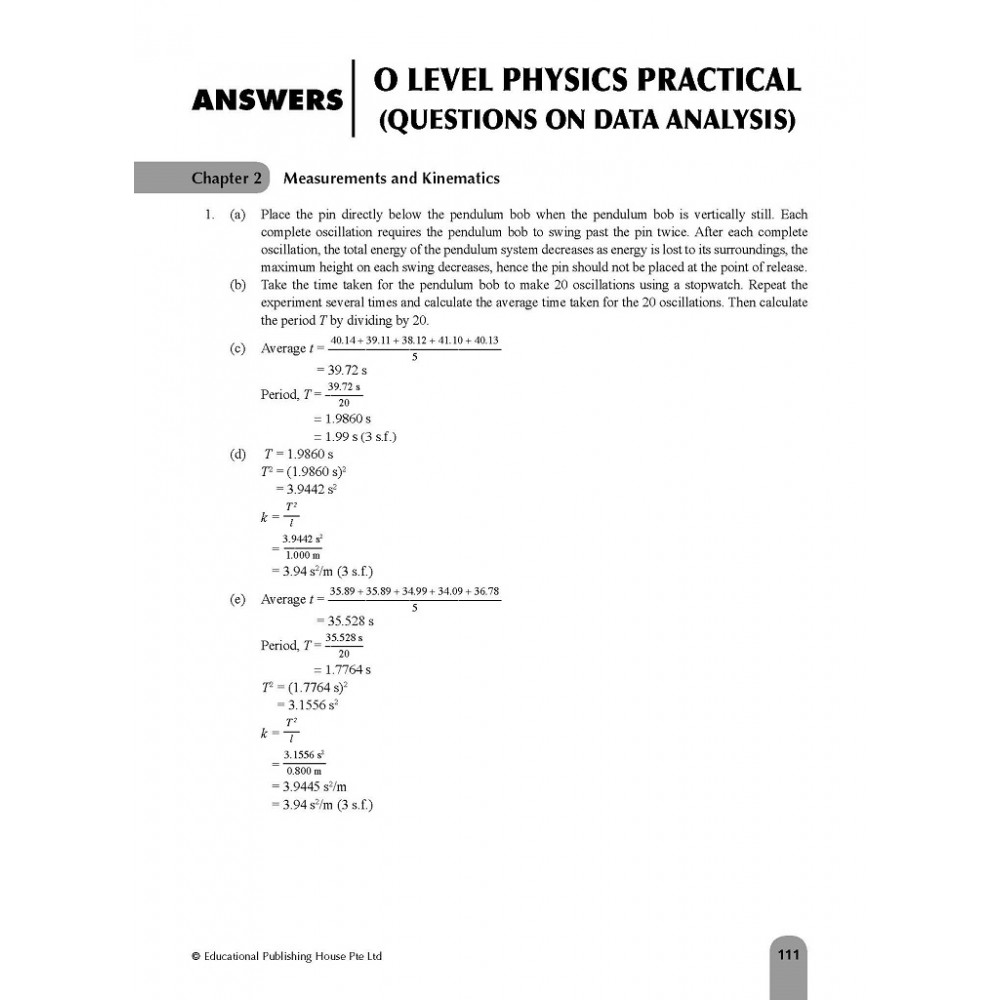 O Level Practical Questions on Data Analysis Physics